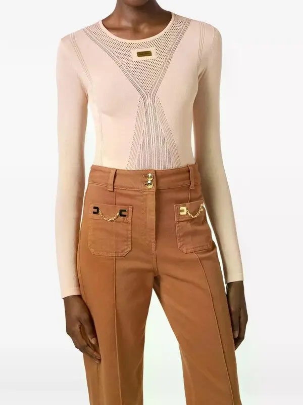 Elisabetta Franchi Crew Neck Long Sleeve Knitted Top