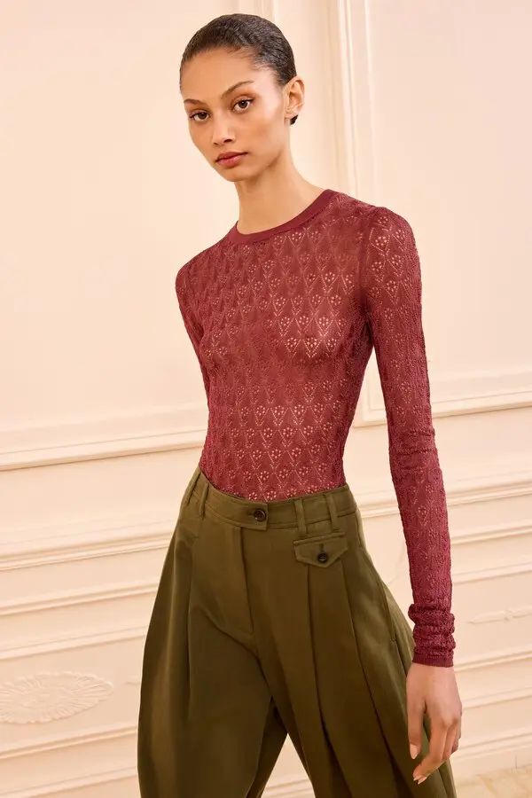 Ulla Johnson Lunaire Pointelle Knit Top - Fig
