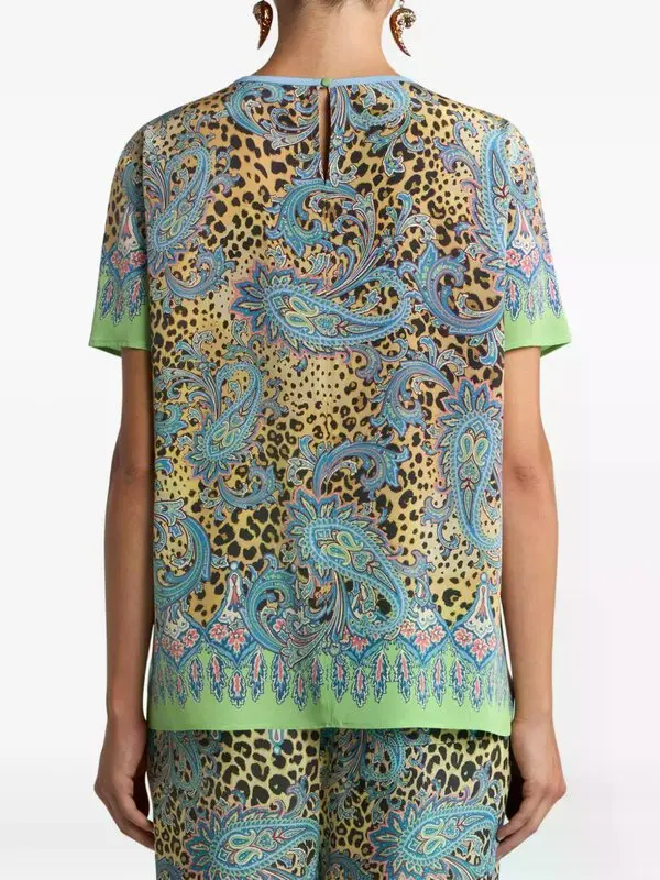Etro Paisley Animal-motif Silk Top