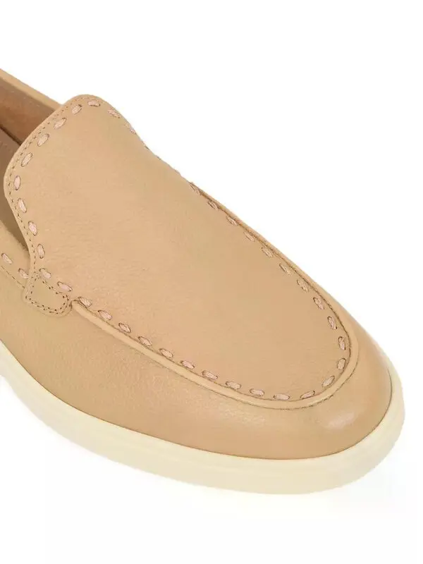 Santoni Stitch-embellished Leather Loafers
