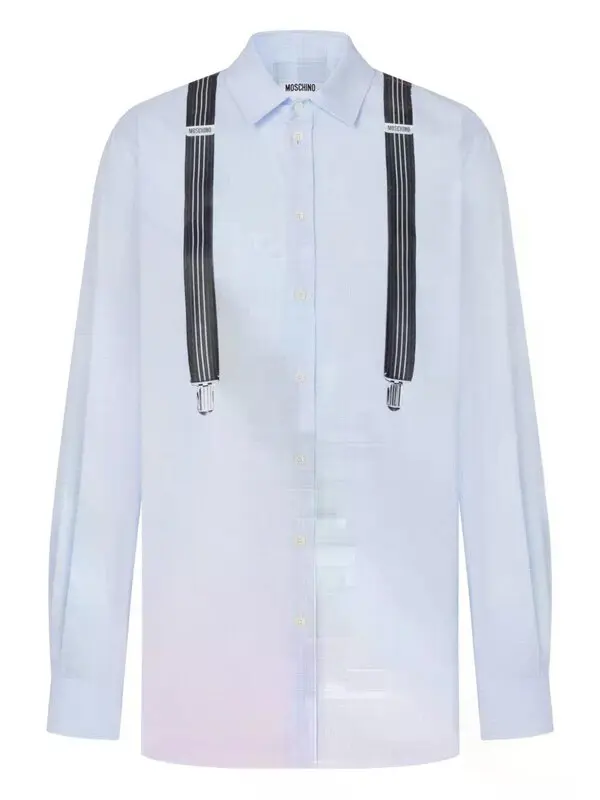 Moschino Braces-print Cotton Shirt - Blue