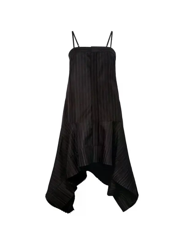 Sacai Pinstripe Pleated Mini Dress - Black