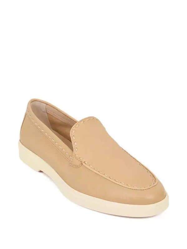Santoni Stitch-embellished Leather Loafers