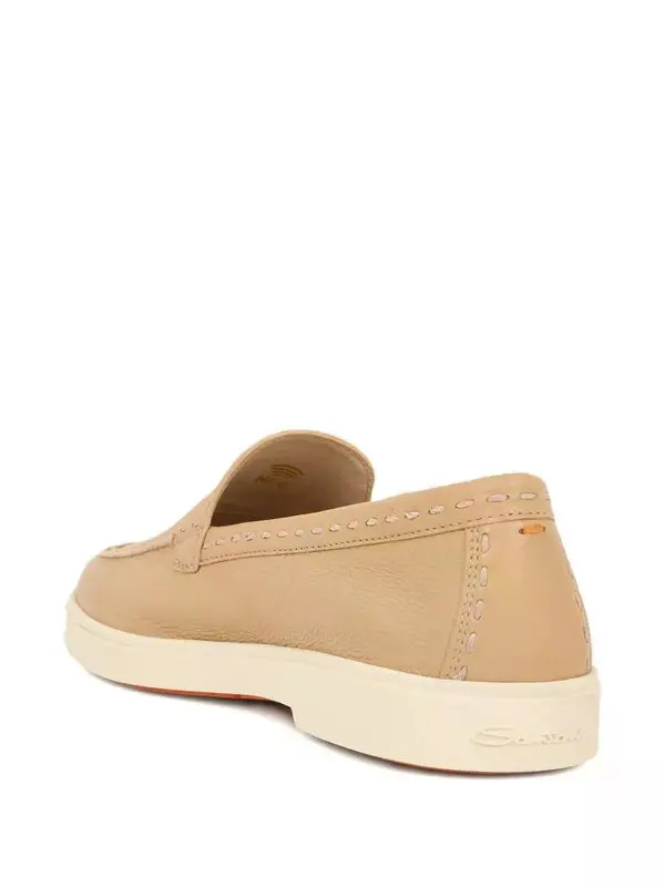 Santoni Stitch-embellished Leather Loafers