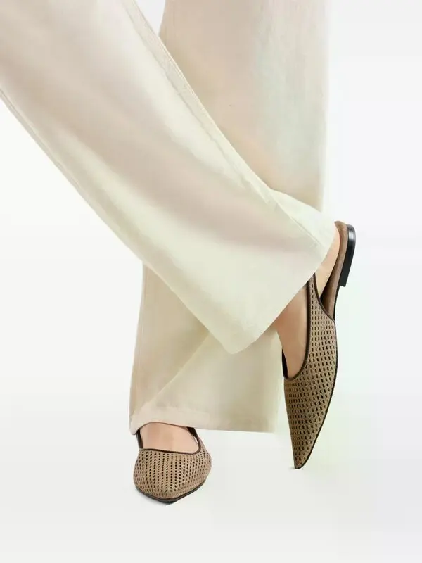 Brunello Cucinelli Sparkling Leather Slingback Flats