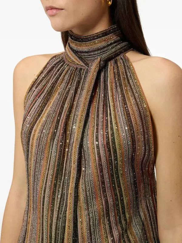 Missoni Striped Tie Neck Top