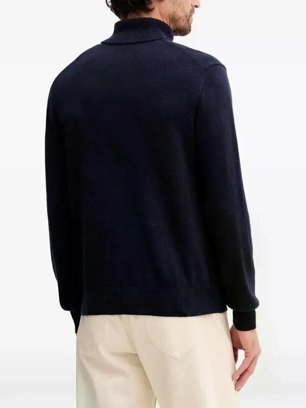 BENETTON Roll Neck Ribbed Knit Sweater - Blue
