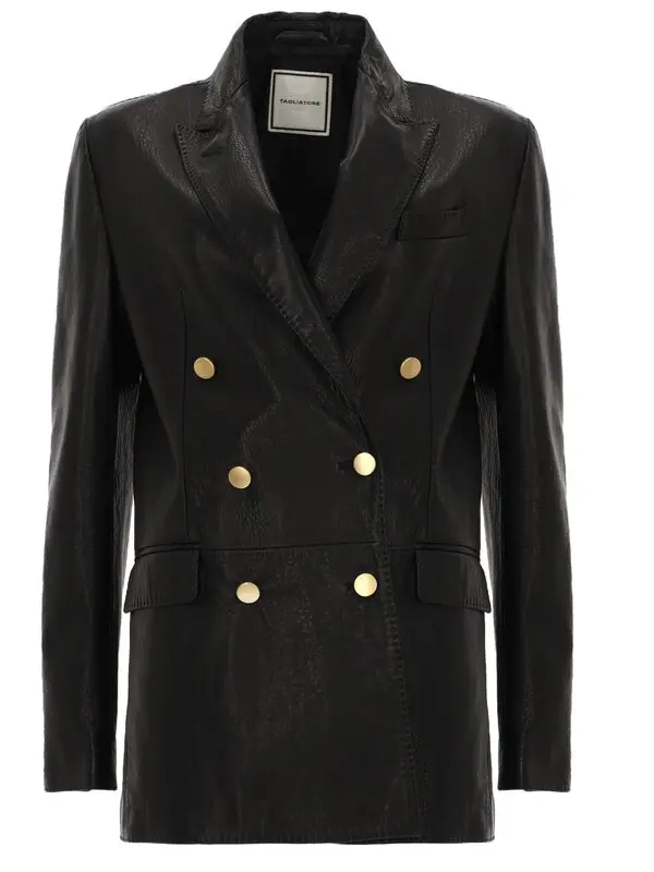 Tagliatore Leather Blazer - Black