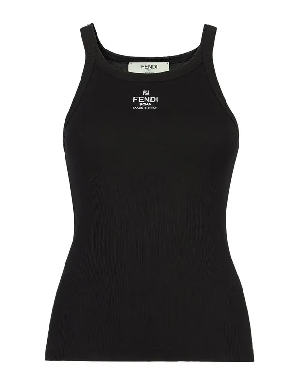 Fendi Embroidered Logo Tank Top - Black