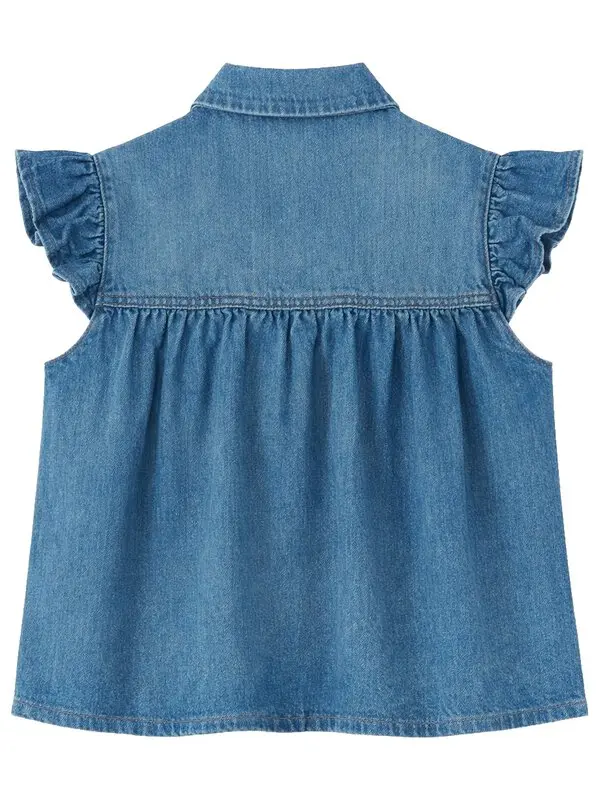 GANNI Sleeveless Top With Collar - Denim