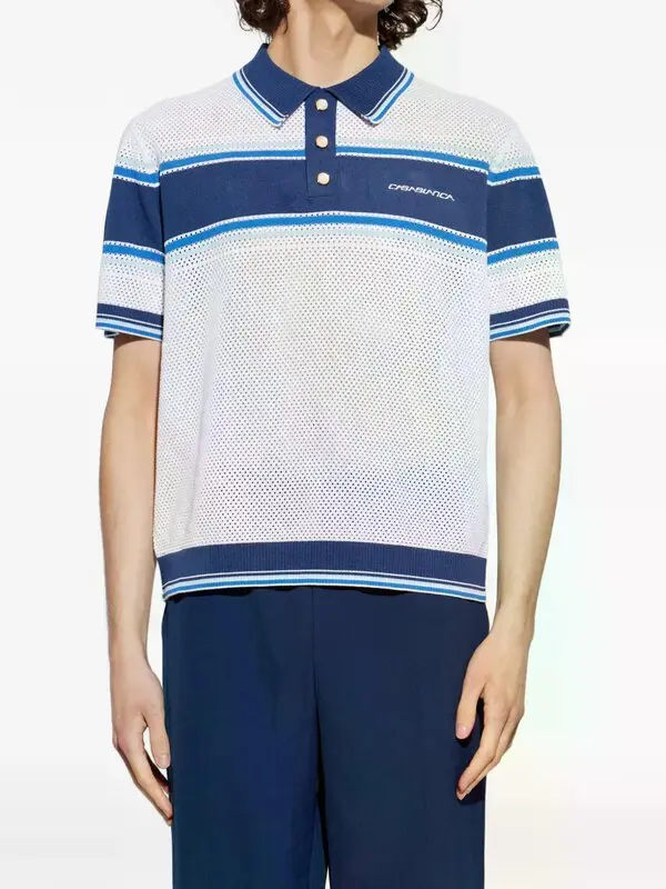 Casablanca Open-knit Striped Polo Shirt