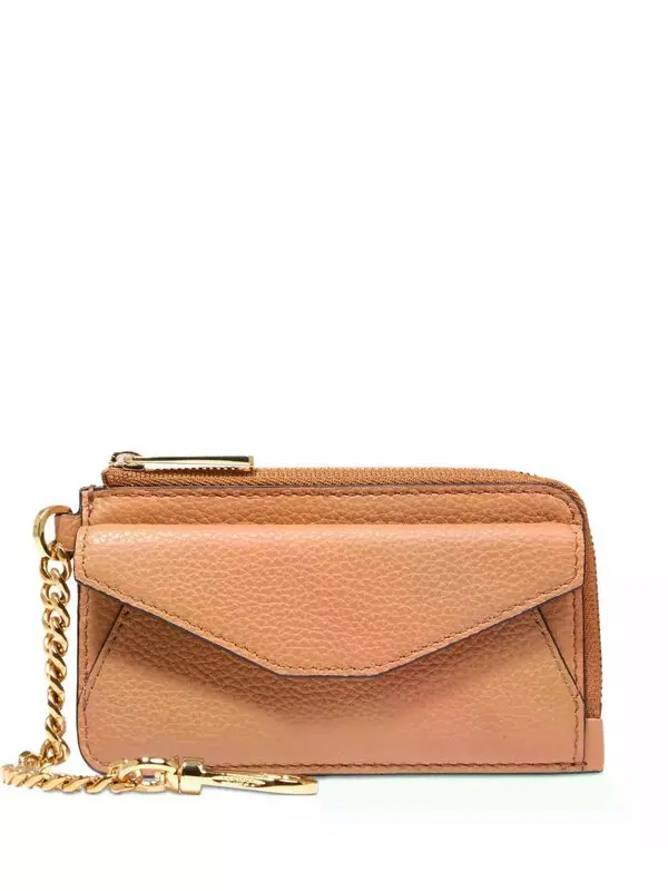 LANCEL Enveloppe Chain-detailed Zip Card Holder - Brown