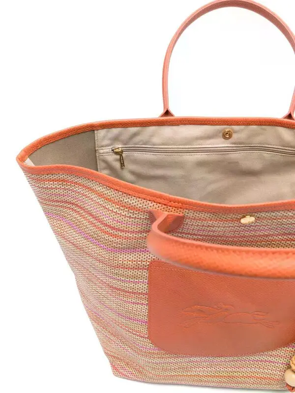 Longchamp Le Pliage Striped Appliqué Tote - Neutrals