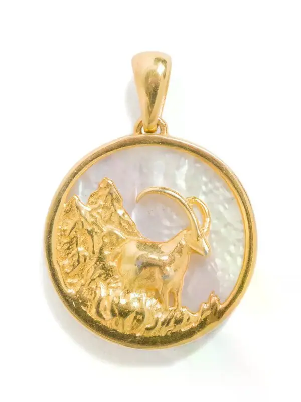 FREYA ROSE Capricorn Zodiac Mother Of Pearl Pendant - Gold