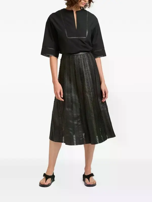 YVES SALOMON Perforated Midi Skirt
