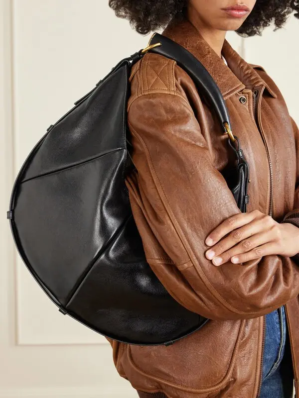 Saint Laurent Mombasa Paneled Leather Shoulder Bag - Black