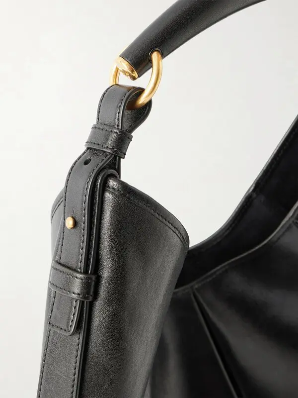 Saint Laurent Mombasa Paneled Leather Shoulder Bag - Black
