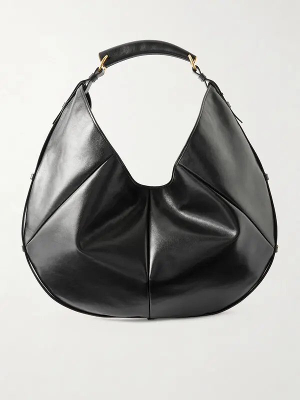 Saint Laurent Mombasa Paneled Leather Shoulder Bag - Black