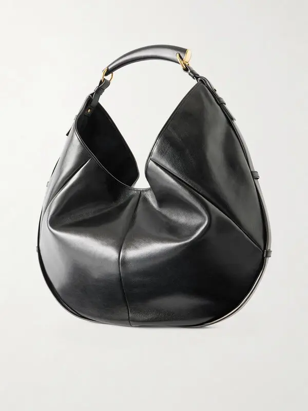 Saint Laurent Mombasa Paneled Leather Shoulder Bag - Black
