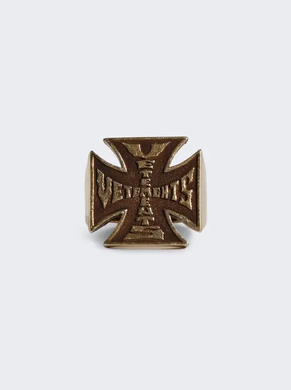 Vetements Biker Cross Logo Ring - Gold
