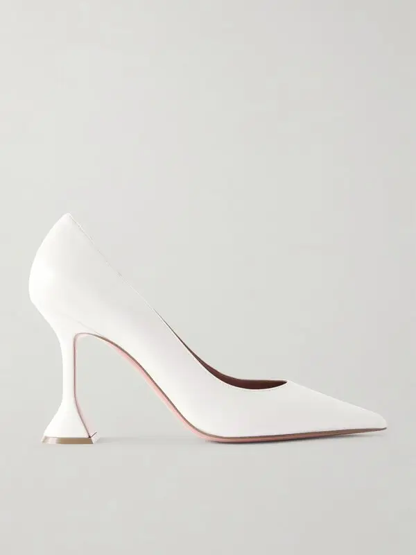 Amina Muaddi Ami Leather Pumps - White