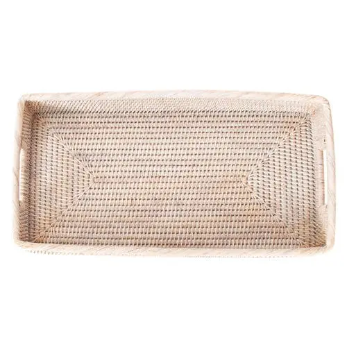 ARTIFACTS TRADING COMPANY™ Artifacts Rattan Rectangular Tray With Rounded Corners - White Wash