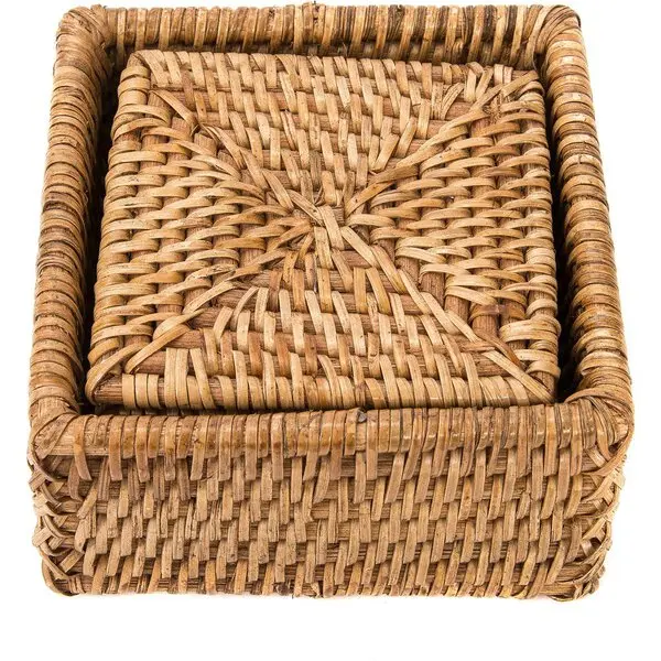 ARTIFACTS TRADING COMPANY™ Artifacts Rattan Square Coasters7 Piece Set - Honey Brown