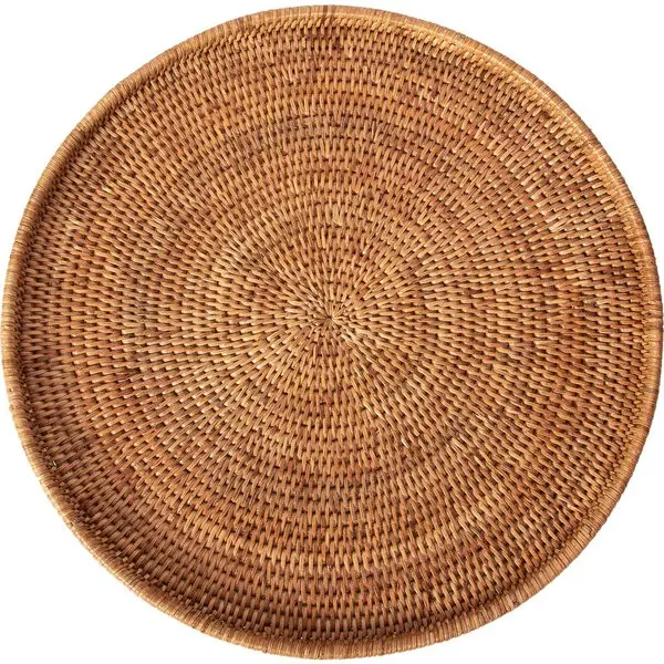 ARTIFACTS TRADING COMPANY™ Artifacts Rattan Round Flat Tray - Honey Brown