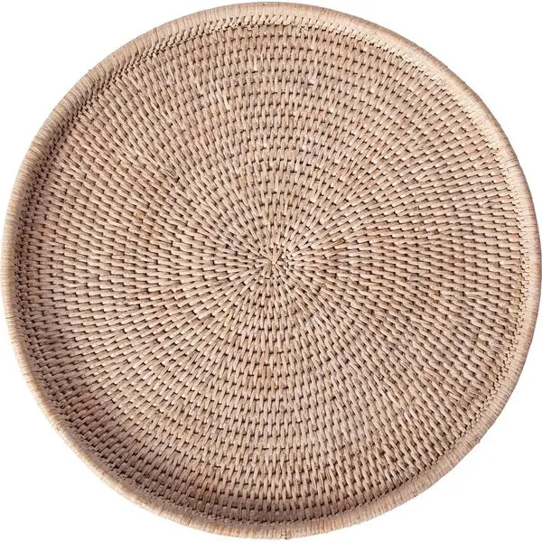 ARTIFACTS TRADING COMPANY™ Artifacts Rattan Round Flat Tray - White Wash