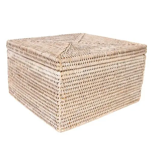 ARTIFACTS TRADING COMPANY™ Artifacts Rattan Storage Box With Lidflat File Organizer - White Wash