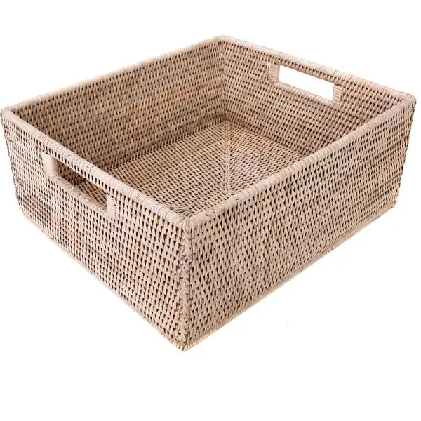 ARTIFACTS TRADING COMPANY™ Artifacts Rattan Rectangular Storage Basket - White Wash
