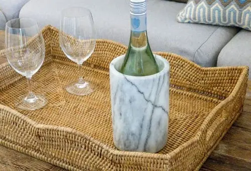 ARTIFACTS TRADING COMPANY™ Artifacts Trading Company Marble Cylinder Wine Cooler - White Matte