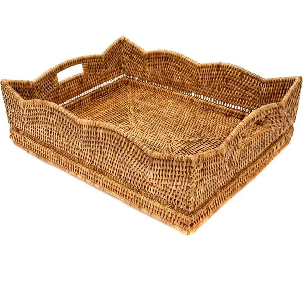 ARTIFACTS TRADING COMPANY™ Artifacts Rattan Scallop Collection Shelf Basket - Honey Brown
