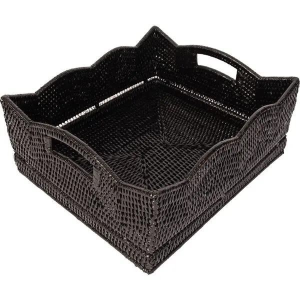 ARTIFACTS TRADING COMPANY™ Artifacts Rattan Scallop Collection Shelf Basket - Tudor Black
