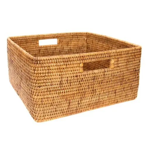 ARTIFACTS TRADING COMPANY™ Artifacts Rattan Square Storage Basket With Rounded Corners - Honey Brown