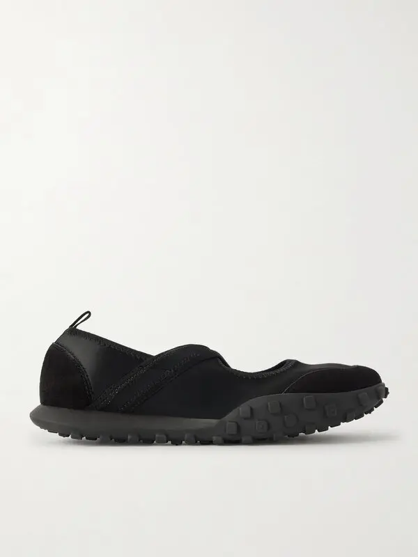 JIL SANDER Suede-trimmed Satin Sneakers - Black