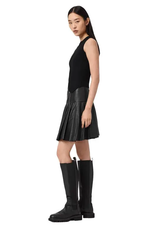 ALLSAINTS Irina Asymmetric Leather Skirt