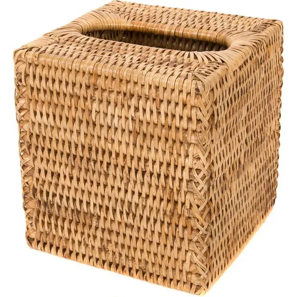 ARTIFACTS TRADING COMPANY™ Artifacts Rattan Column Tissue Box Cover - Honey Brown
