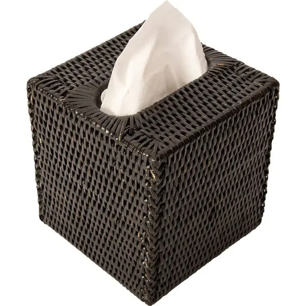 ARTIFACTS TRADING COMPANY™ Artifacts Rattan Column Tissue Box Cover - Tudor Black