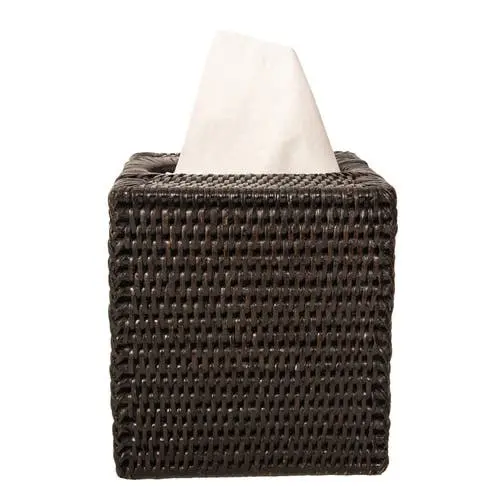 ARTIFACTS TRADING COMPANY™ Artifacts Rattan Column Tissue Box Cover - Tudor Black