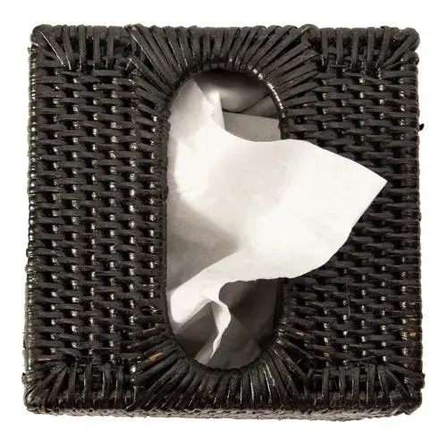 ARTIFACTS TRADING COMPANY™ Artifacts Rattan Column Tissue Box Cover - Tudor Black
