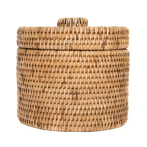 ARTIFACTS TRADING COMPANY™ Artifacts Rattan Round Single Tissue Roll Box - Honey Brown