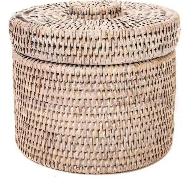 ARTIFACTS TRADING COMPANY™ Artifacts Rattan Round Single Tissue Roll Box - White Wash