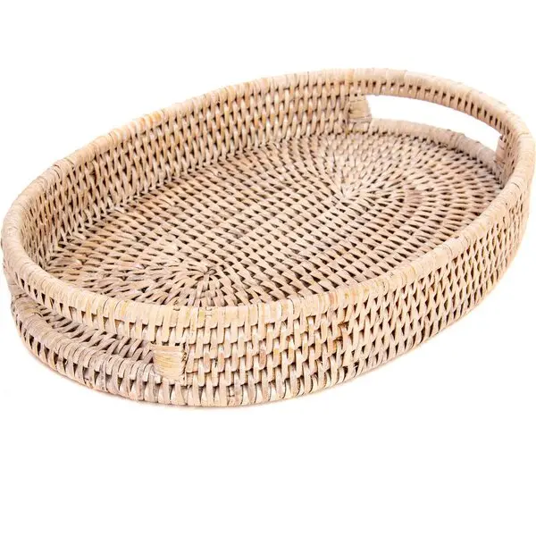 ARTIFACTS TRADING COMPANY™ Artifacts Rattan Oval Vanity Tray - White Wash