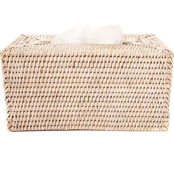 ARTIFACTS TRADING COMPANY™ Artifacts Rattan Rectangular Tissue Box Cover - White Wash