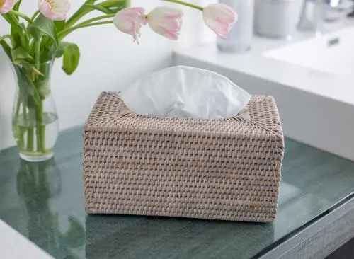 ARTIFACTS TRADING COMPANY™ Artifacts Rattan Rectangular Tissue Box Cover - White Wash