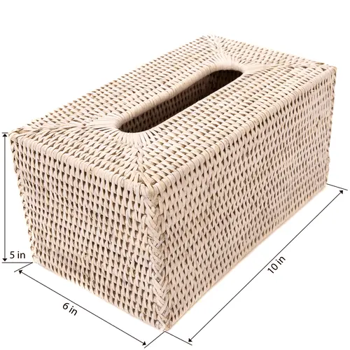 ARTIFACTS TRADING COMPANY™ Artifacts Rattan Rectangular Tissue Box Cover - White Wash