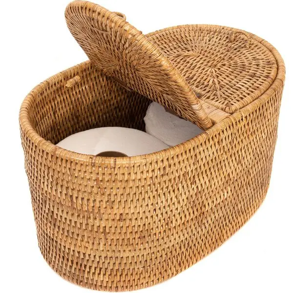 ARTIFACTS TRADING COMPANY™ Artifacts Rattan Oval Double Tissue Roll Box - Honey Brown
