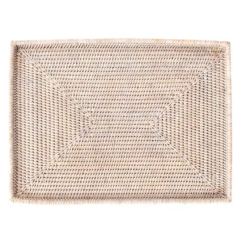 ARTIFACTS TRADING COMPANY™ Artifacts Rattan Rectangular Flat Tray - White Wash
