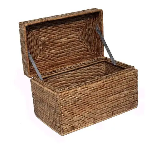 ARTIFACTS TRADING COMPANY™ Artifacts Rattan Rectangular Hinged Chest/trunk - Honey Brown